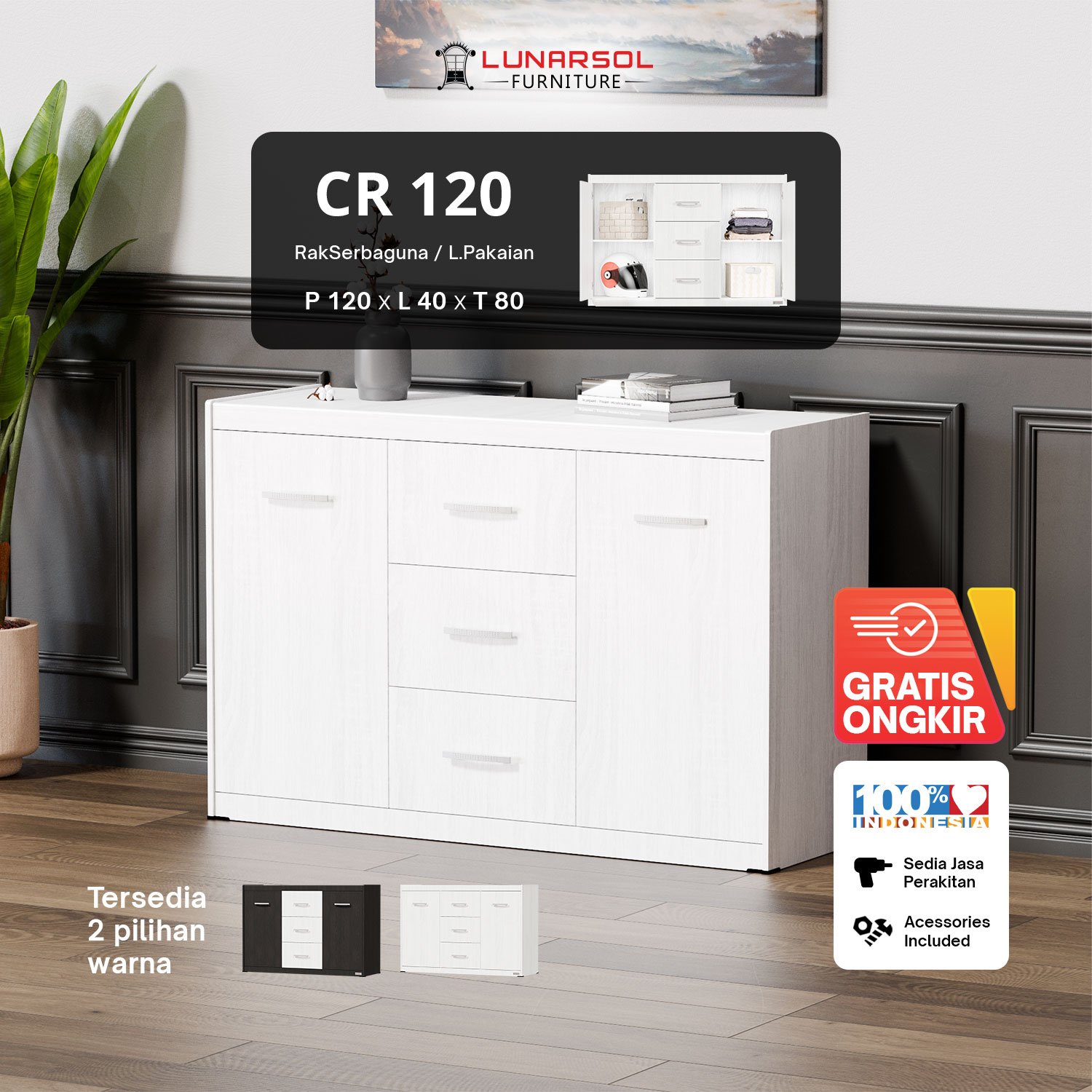 Lunarsol Credenza | Rak Samping | Buffet | CR 120 - Lunarsol Furniture