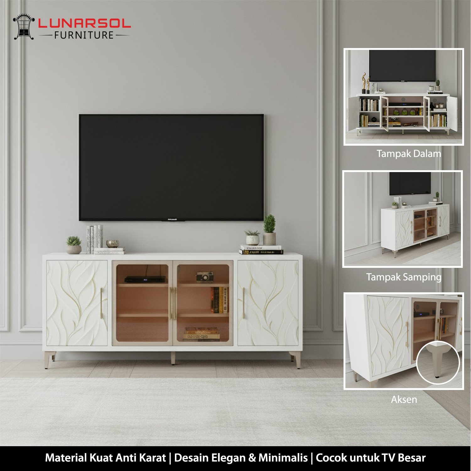 Rak TV Besi Lunarsol | Bufet & Rak TV Ukuran 160cm